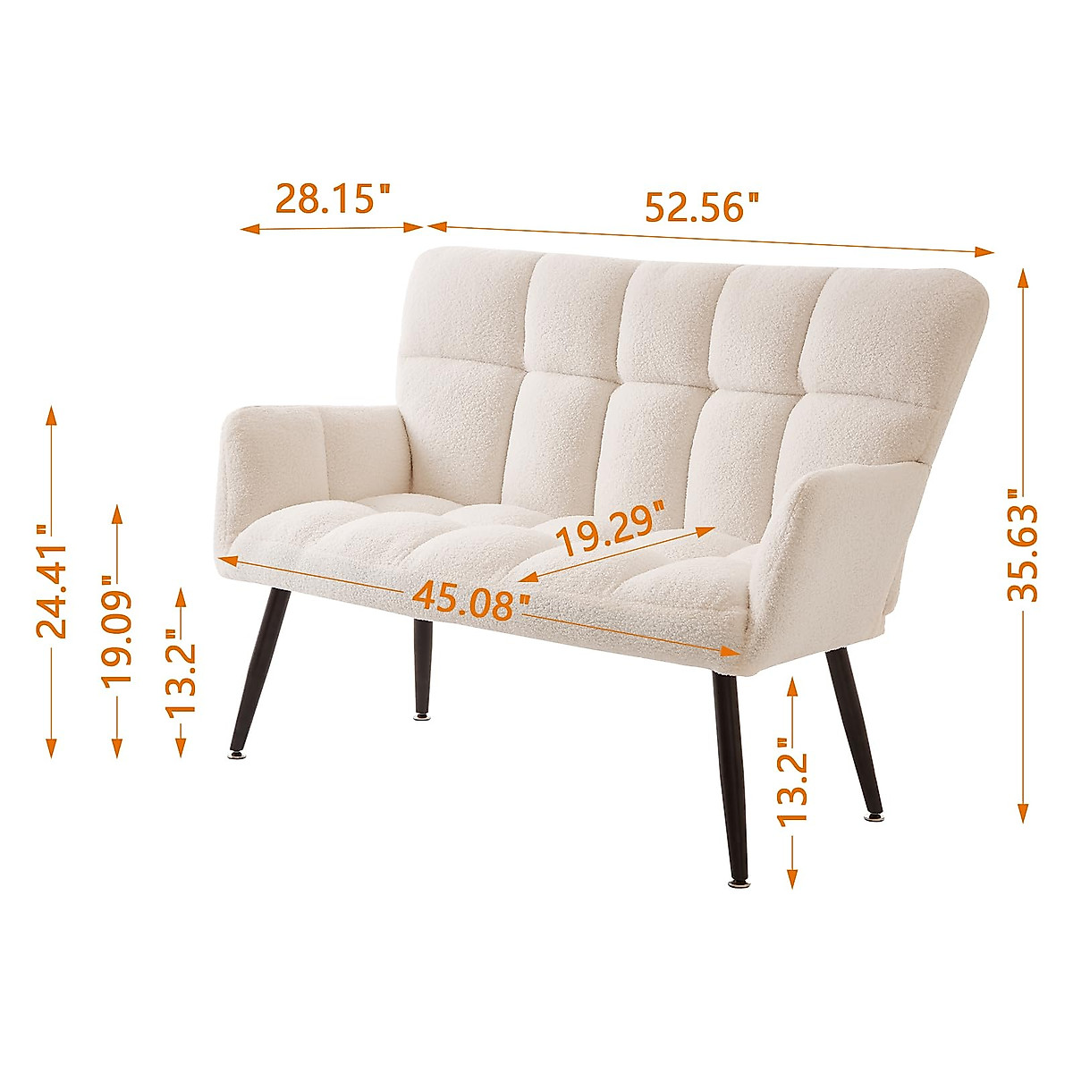 Holaki Loveseat Sofa, 52'' Small Couch Love Seat Couches with Quilted Back 2-Seater Settee for Small Spaces,Bedroom,Living Room(Beige)