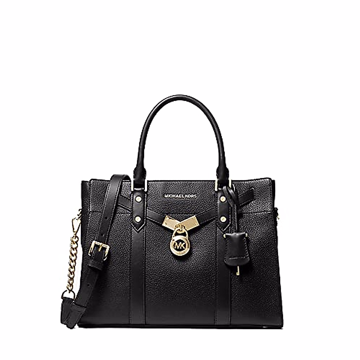 Michael Kors Nouveau Hamilton Large Leather Satchel Purse in Black