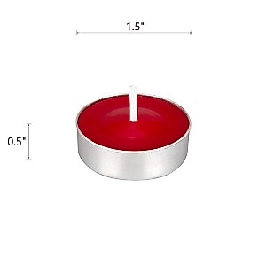 Mega Candles 100 pcs Unscented Red Tea Lights Candle, Pressed Wax Candles 3.5 Hour Burn Time, for Home Décor, Wedding Receptions, Baby Showers, Birthdays, Celebrations, Party Favors & More