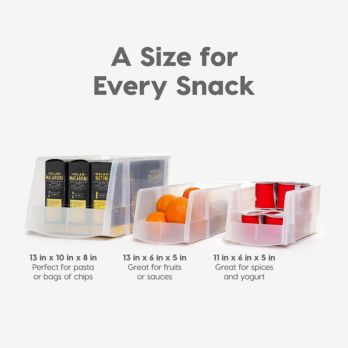 IRIS USA Inc. 11" x 6" x 5" Medium Plastic Stackable Open Front Organizer bin Caddy Basket for Refrigerator Freezer Kitchen Pantry Cabinet Workshop Garage Classroom Office Crafts Supplies 4 Pack Clear