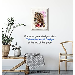 Boho Horse Wall Art & Decor - Rustic Farmhouse Barn Wall Decor for Girls Bedroom, Office, Living Room - Country Western Shabby Chic Decorations - Gift for Equestrian Women - Pink Pony Poster