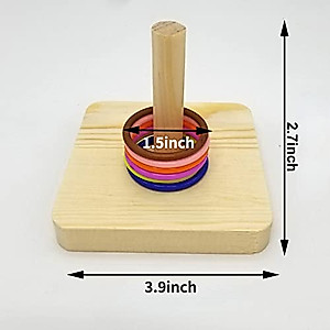 YANQIN Parrot Trick Training Toys, Bird Tabletop Toys, Training Stacking Color Ring Toys Sets for Small and Medium Birds Parrots Budgie Cockatiel Parakeet (with 6 Rings)