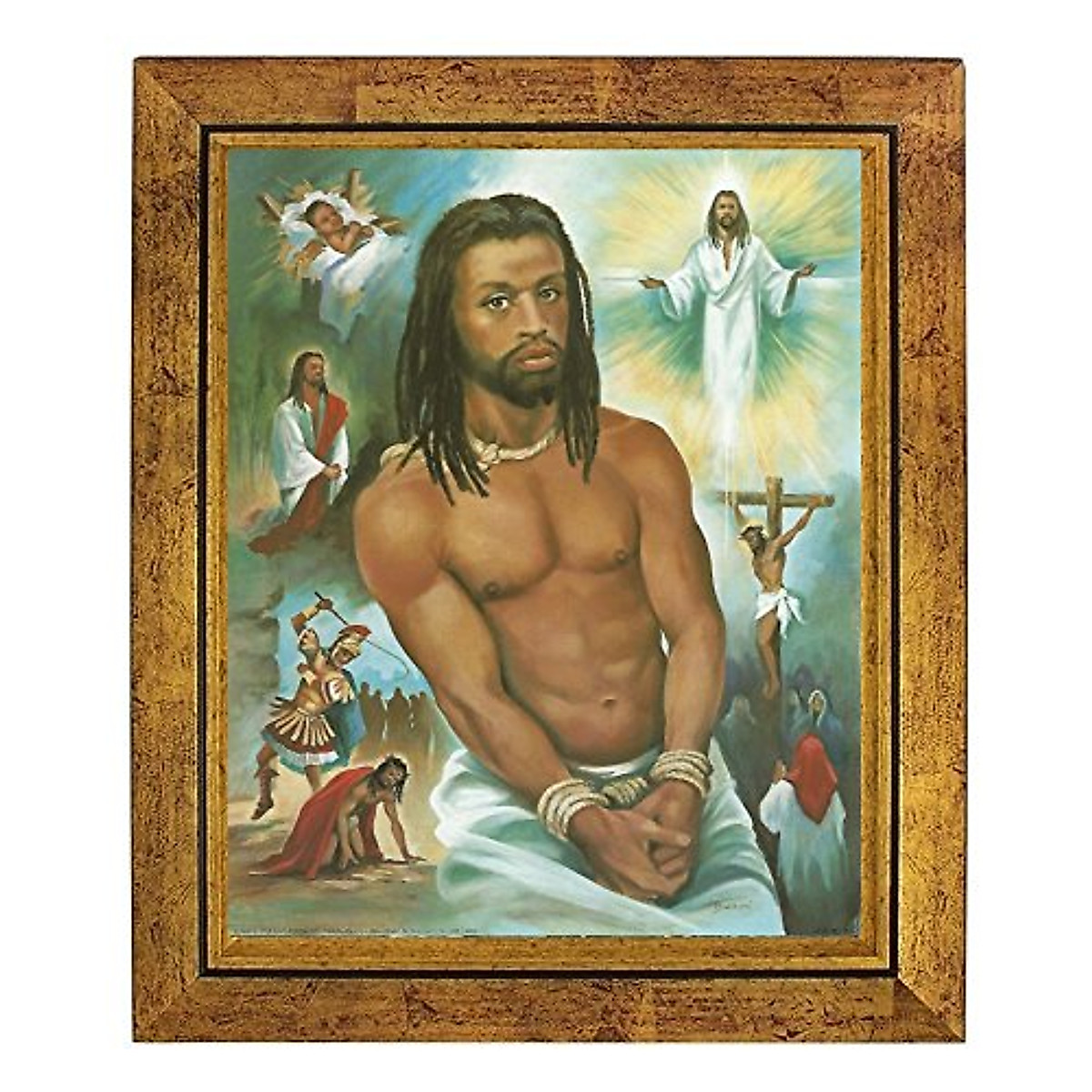 Title: His Voyage: The Life of Black Jesus by Vincent Barzoni (10x8 inches, Gold Frame)