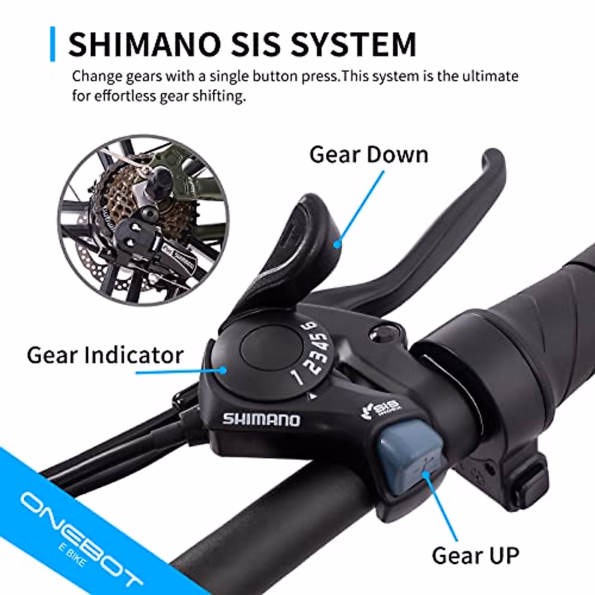 ONEBOT T6F Electric Bike Foldable 20" X 4.0" Fat Tire Electric Bicycle with 350W Motor, 48V 10.5AH Removable Battery Ebike Rear Motor with 6 Speed Gear