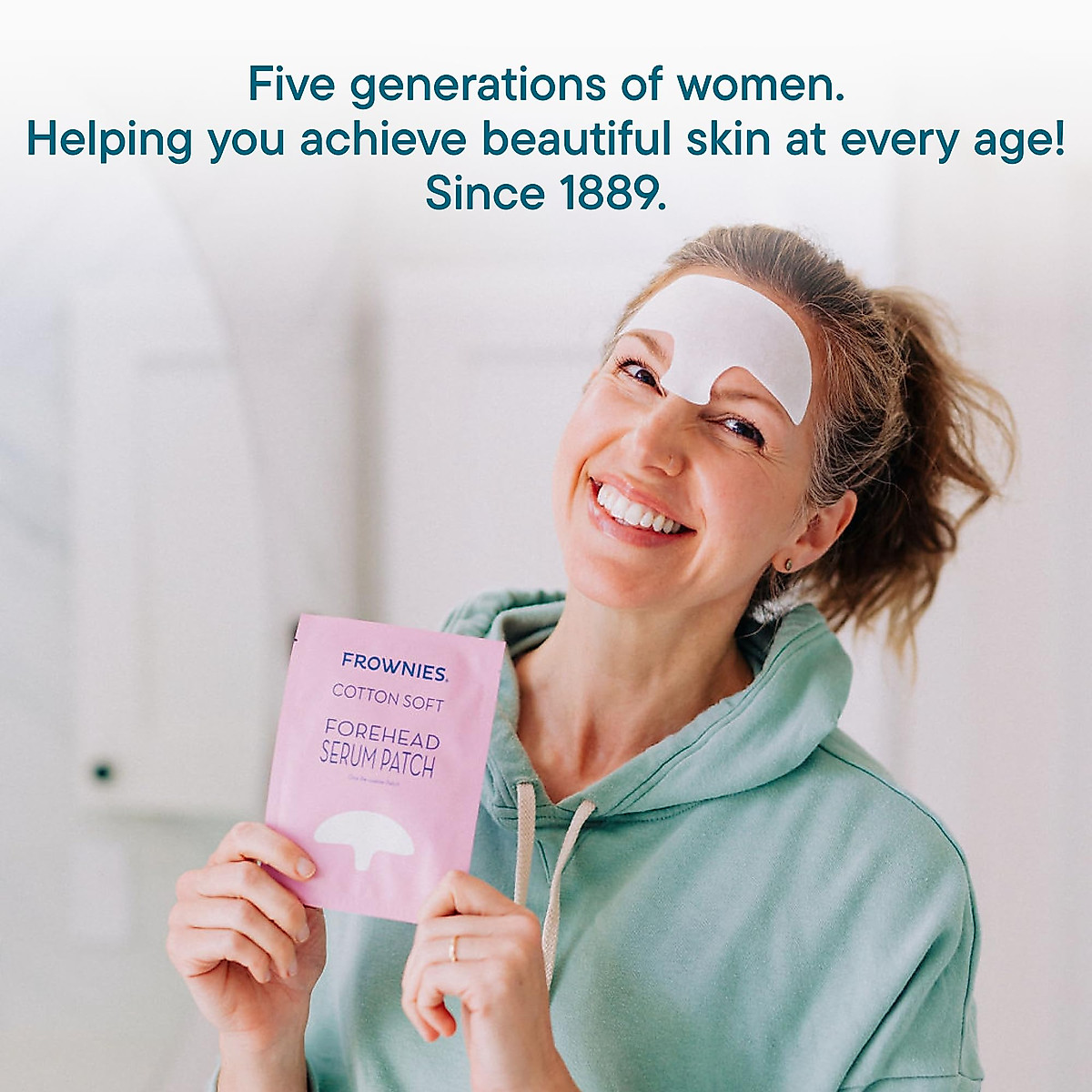 Frownies Cotton Soft Forehead Serum Patch - Serum Infused Forehead Wrinkle Patch For Fine Lines & Wrinkles - Reusable Hypoallergenic Facial Patch - Hydrating Face Mask to Plump Skin