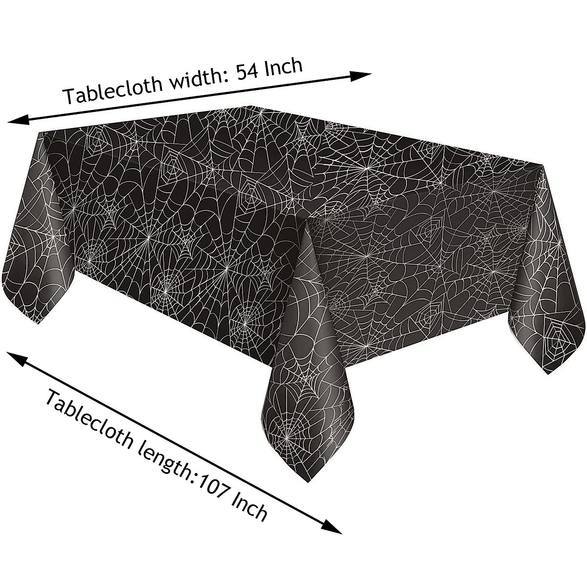Hamonical 54x107 Inch Halloween Tablecloth, Black Rectangular Spider Web Table Cover, Spillproof Washable PVC Table Topper, Perfect for Halloween Decoration, Dinner Parties
