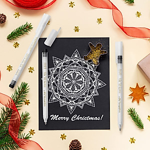 MARTCOLOR White Gel Pens Set, 6 Pack, 0.8mm Fine Point Pens Gel Ink Pens For Artists, Archival Ink Pens, White highlight Pens for Black Paper Drawing, Illustration, Sketching, Writing