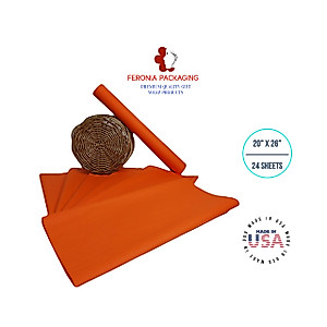 Orange Tissue Paper Squares, Bulk 24 Sheets, Premium Gift Wrap and Art Supplies for Birthdays, Holidays, or Presents by Feronia packaging, Large 20 Inch x 26 Inch