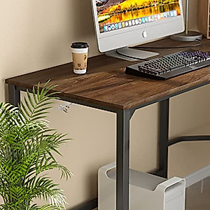 TinyTimes 54.3" L-Shaped Computer Desk, Corner Desk, Computer Desk, for Home Office Writing Study Workstation Industrial Style PC Laptop Table Gaming Desk Save Space Easy Assembly -Brown+Black