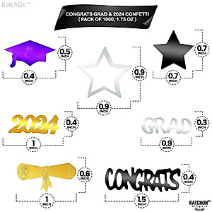 KatchOn, Congrats Grad Confetti 2024 - Pack of 1000 | Purple and Gold Graduation Decorations 2024 | Graduation Decorations Class of 2024 | 2024 Purple and Gold Graduation Confetti for Table Decor