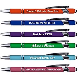 Greeting Pen Team Building and Employee Appreciation Pen Sets with Soft Touch Coated Metal and Stylus 6 pack 36094