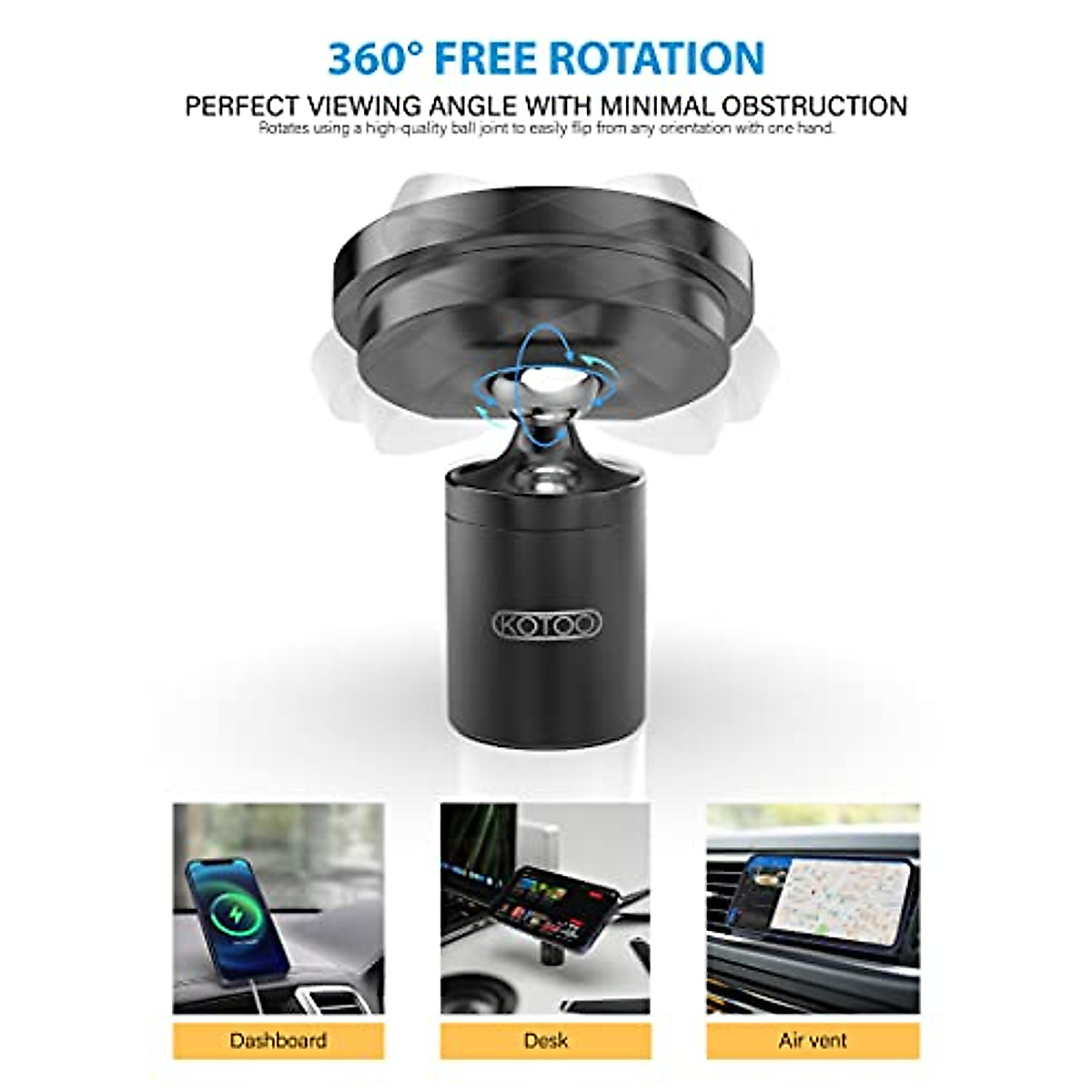 KOTOO MagSafe Compatible Magnetic Wireless Car Charger, Designed for iPhone 15/14-12 Series, Fast Charging Stand and Air Vent Holder (2023 Upgraded)