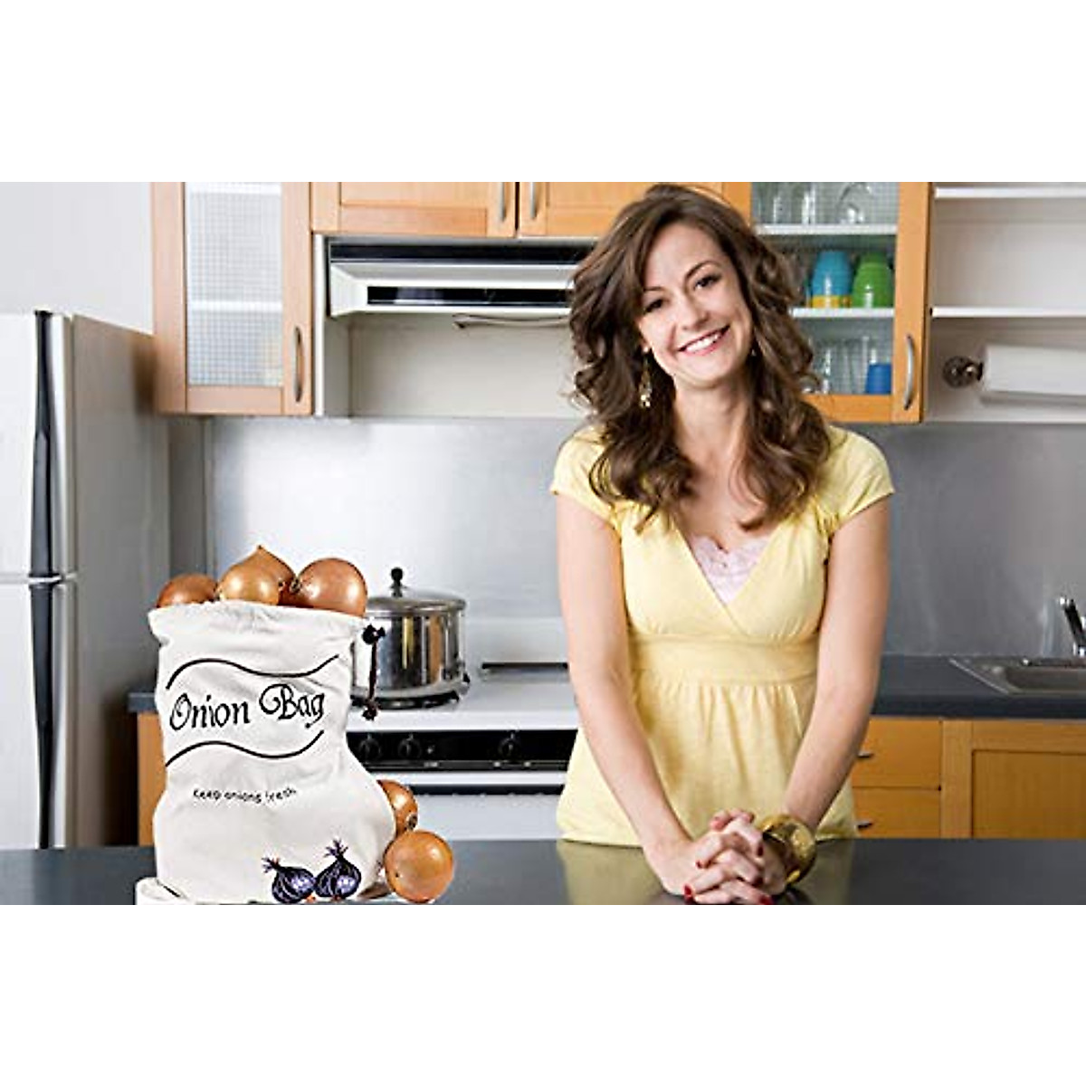 Reusable Produce Storage Bags,2 Pack Vegetable Bags Potato Onion Storage Keeper Holder Bags Muslin Veggie Bags,Large 10" X 16"