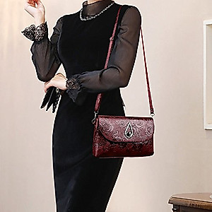 Crossbody Bags for Women,BOLUBILUY Flower Pattern Cover Leather Square Messenger Bag Shoulder Bag Fit for all Style