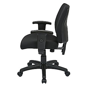 Office Star Deluxe Adjustable Office Task Chair with Ratchet Back Height Adjustment and Thick Padded Seat, with Arms, Coal FreeFlex