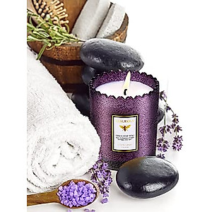 Valentines Day Decor Candles for Home Scented Natural Soy Wax Women Happy Birthday Set Kindle Aromatherapy Candle Gifts Large Glass Jar Pack Aesthetic Romantic Best Decorative (Purple)