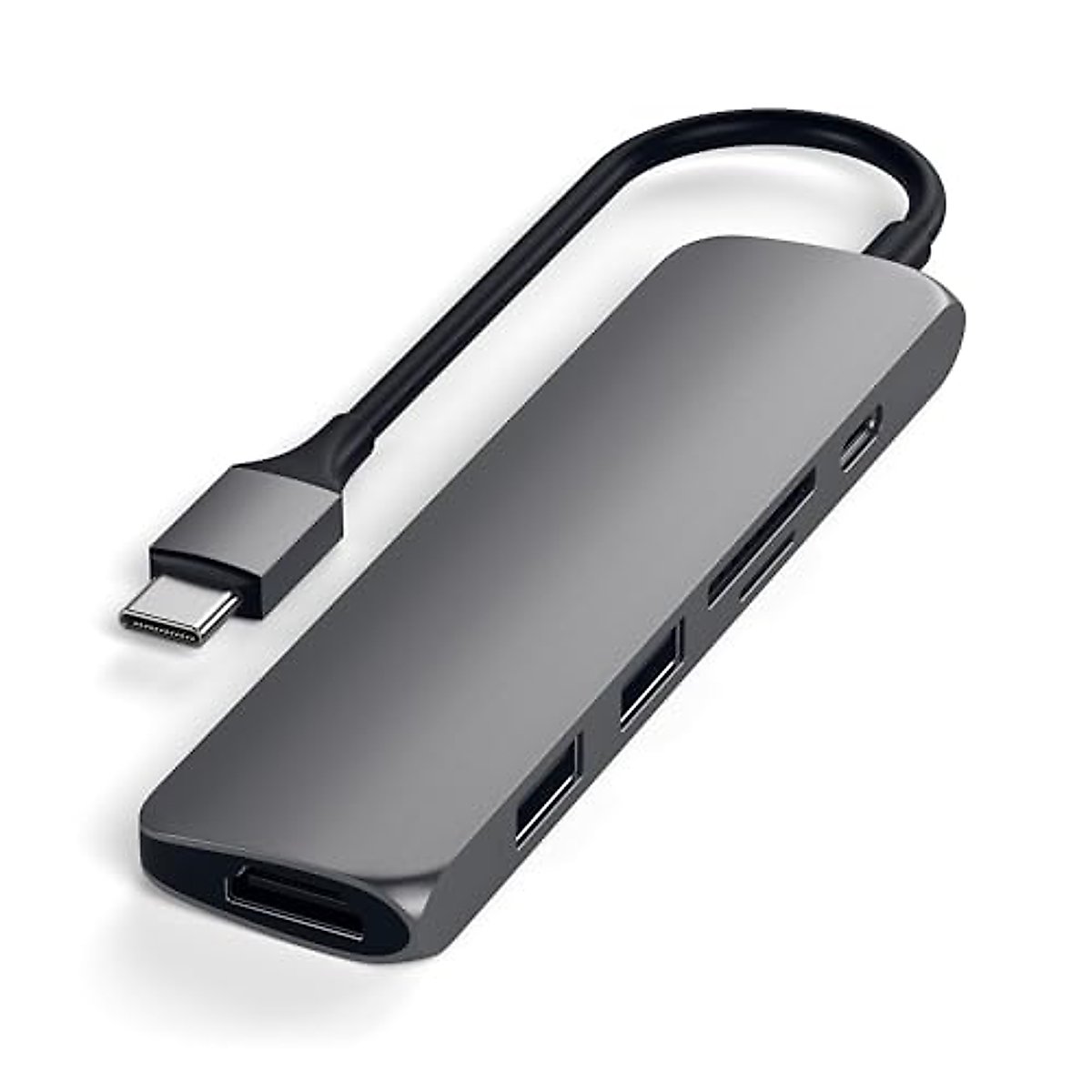 Satechi USB C Hub Multiport Adapter Slim V2, USB C Docking Station with 4K HDMI, 60W USB C PD Charging, 2 USB-A, Micro/SD Card Readers, for MacBook Pro/Air M1 M2 M3, Windows - Space Gray