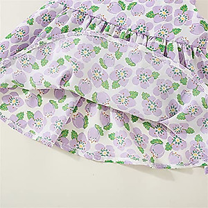 Toddler Baby Kids Girls Floral Flowers Princess Dress Hat Outfits Sundress 2pcs Set(Purple, 2-3 Years)