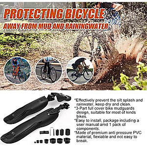 Winmoom Adjustable Bike Fender Set for 22"/24"/26"/27.5"，3 Parts-Universal Full Cover Thicken Widen, Front/Rear Mud Guards Fit for MTB Mountain Road Bike