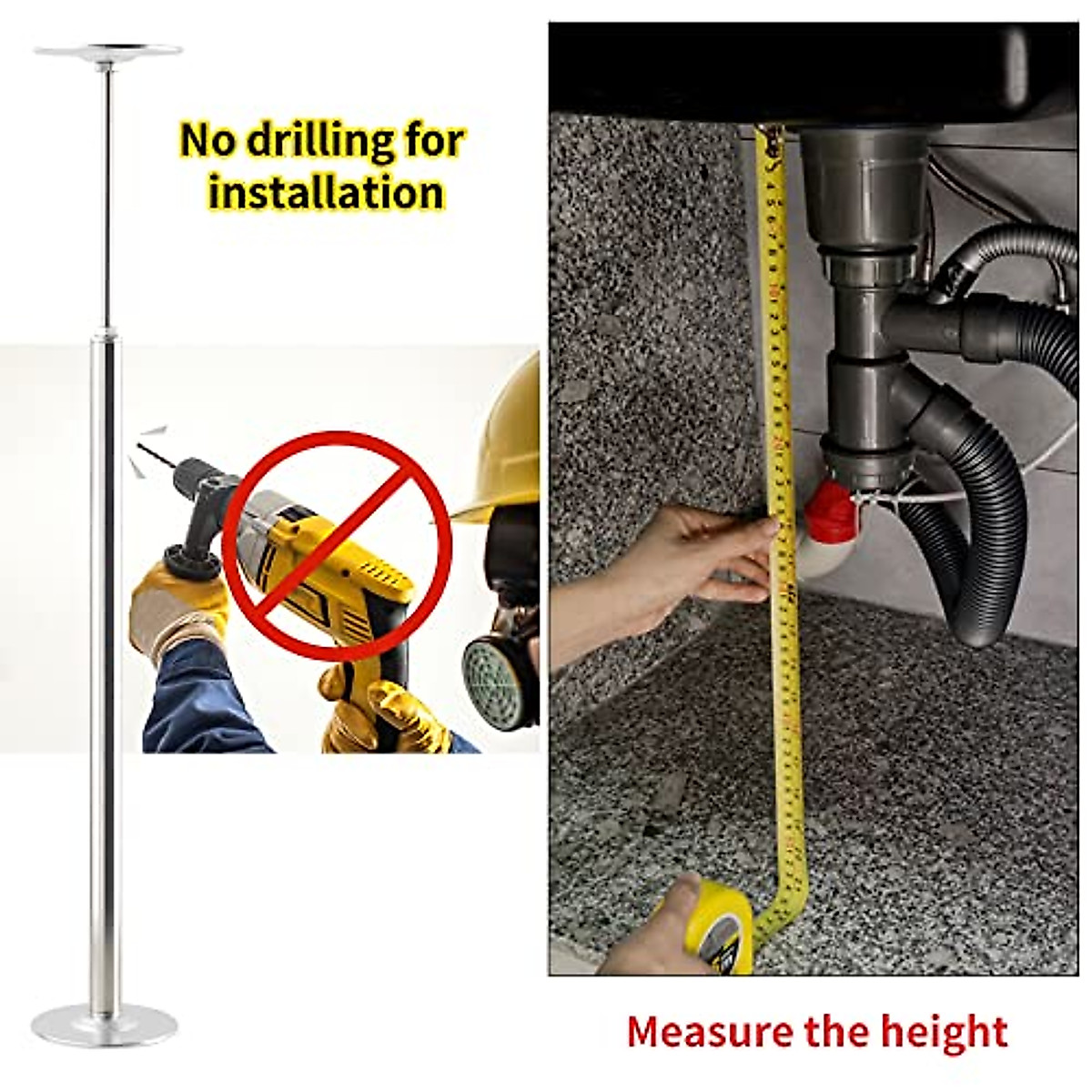 TYESTAND ST-1 Undermount Sink Support Brackets Stainless Steel and Aluminum Adjustable Sink Legs Installation and Repair System Kit For Kitchen Sink (16.1-22 inches (41-56cm))