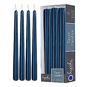 12 Pack Tall Taper Candles - 10 Inch Midnight Blue Dripless, Unscented Dinner Candle - Paraffin Wax with Cotton Wicks - 8 Hour Burn Time
