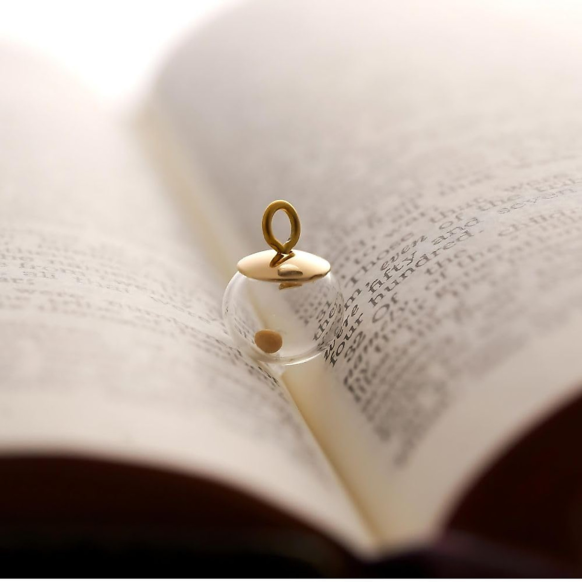 Mustard seed CHARM ONLY in gold by Boomdyada, hand made pendant, hand blown glass globe, 14k gold-filled