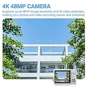 Digital Camera for Teens, 4K 48MP Ultra HD Point and Shoot Camera, 2.7in LCD Rechargeable Students Compact Camera with 8X Digital Zoom, Mini Vlogging Cameras Gift for Kids Beginner (Silver)