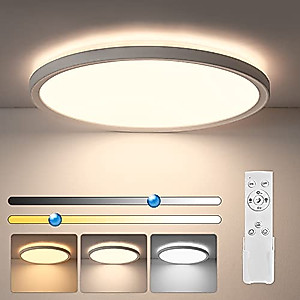 BestLuz LED Flush Mount Ceiling Light Fixture with Remote, Waterproof 12 Inch Ultra-Thin Modern Round Fixture, 3000K/4000K/6500K Selectable & Dimmable for Bedroom/Kitchen/Bathroom
