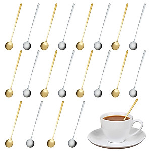 20 Pcs 6.8 Inches Coffee Spoons, Espresso Spoons, Stainless Steel Stirring Spoons with Long Handle, Cute Coffee Bar Accessories, Mini Gold Spoons for Dessert Tea Ice Cream Sugar Cake Cocktail Coffee