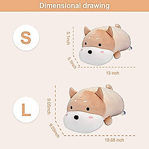 Z ZBWKBR Dog Stuffed Animal Dog Plush Pillow,Soft Cute Shiba Inu Plush Soft Plush Toy Gift for Kids Birthday Home Decor Hugging Sleeping Comfort Cushion 12'' (Yellow, Small)