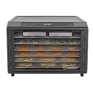 Excalibur Electric Food Dehydrator Select Series 6-Tray with Adjustable Temperature Control Includes Chrome Plated Drying Trays Stainless Steel Construction and Glass French Doors, 700-Watts, Black