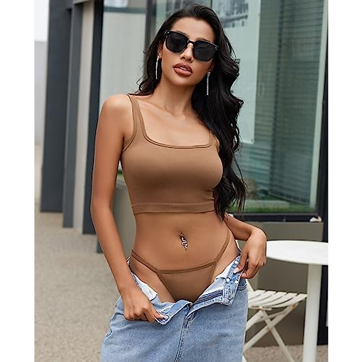 MRIGNT 6 Pack G-String Thongs for Women Panties Stretch T-back Tangas Low Rise Hipster Sexy Underwear S-XL