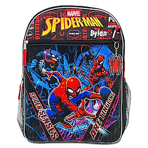 DIBSIES Personalized Spider Superhero Backpack, Lunch Bag, Carabiner Clip, and Character Keychain