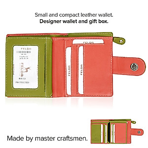 Felda RFID Genuine Leather Ladies Soft Wallet Purse Womens Multi Colour 10 Card Slot (Cray Multi)