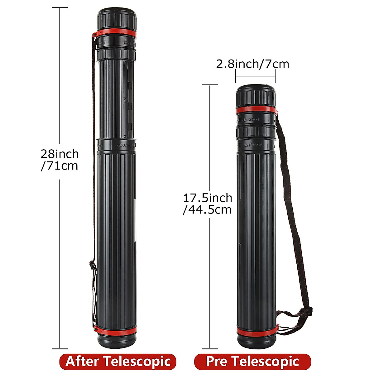 FVIEXE Poster Tube, Small Poster Tube with Adjustable Strap, Art & Poster Storage Transport Tubes, Carry Document, Blueprint, Drawing and Artwork, Poster Holder Tube Cases Expand from 17.5 to 28 Inch