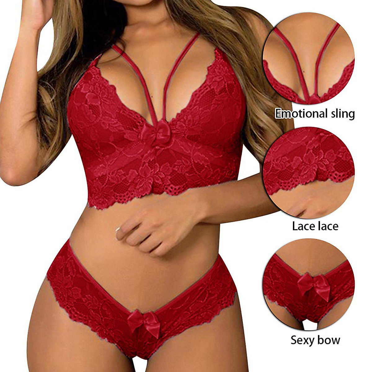 DASAYO Women Sexy Lingerie Lace Babydoll Peach Buttocks Lace Chemise High Waist Underwear Boudoir Outfits Silky Comfy Panties