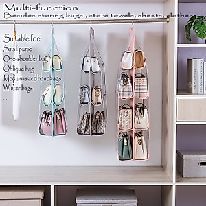 MURRI&MURRDI 2 Packs Hanging Handbag Organizer for Closet, Purse Organizer Purse Storage Holder with 8 Pockets, Clear Purse Hanger for Wardrobe Hanging Bags (Black Dark Grey)