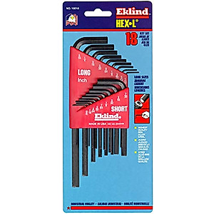 EKLIND 10018 Hex-L Key allen wrench - 18pc set SAE Inch Sizes .050-5/16 Short & Long