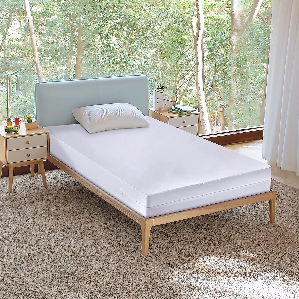 Spring Sleep, Ultra Soft-Premium Zippered Mattress Protector Cover, Water Proof, Breathable and noiseless, Fits Mattress 10 to 14-Inch, Twin, White