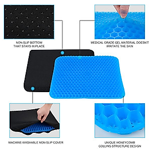 Kanglesdip Gel Seat Cushion for Long Sitting - Non Slip Orthopedics Gel Cushion for Tailbone Pain Relief - Office Chair Wheelchair Car Seat Cushion - Sciatica & Hemorrhoid Relief - Egg Seat Gel