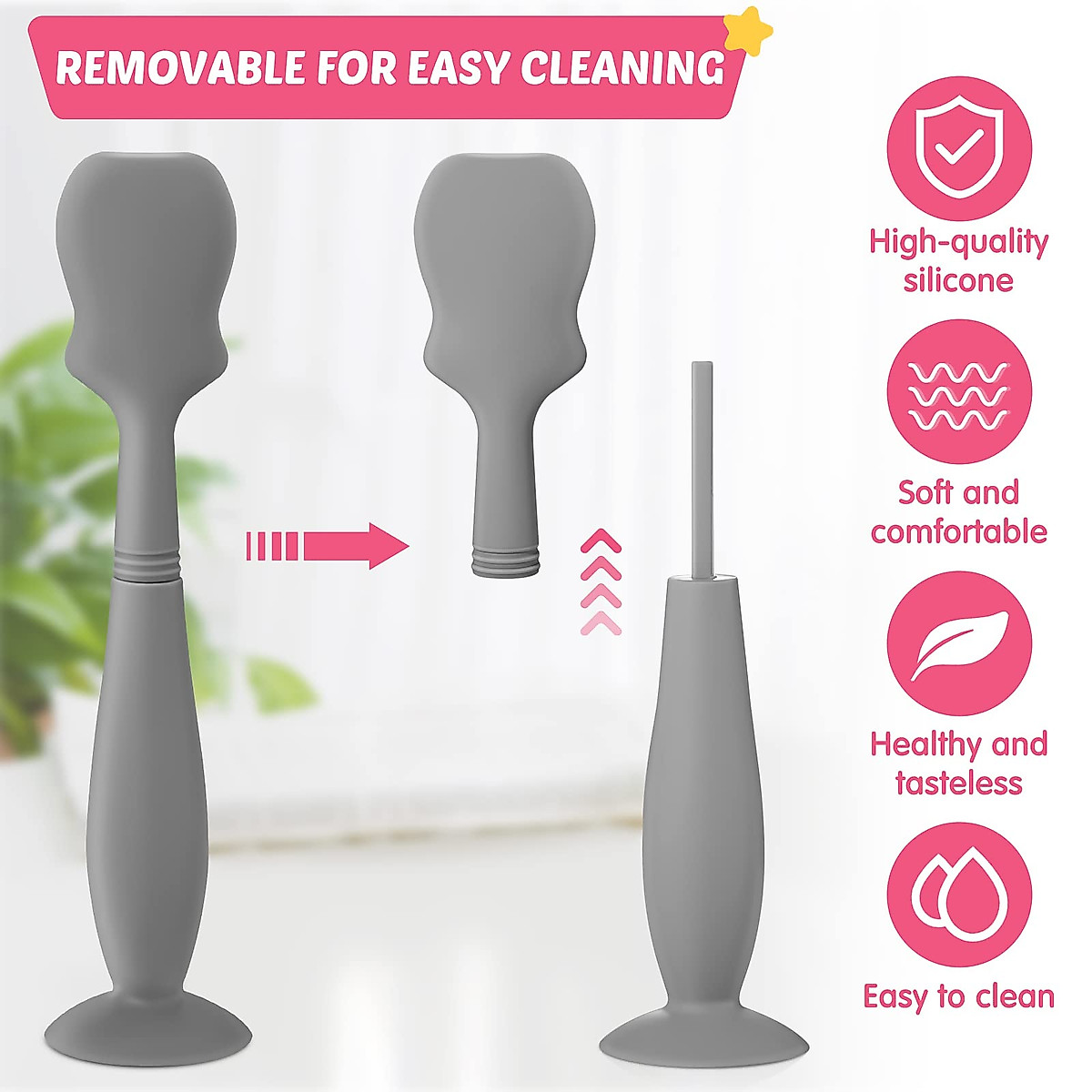 4 Pack Baby Diaper Cream Spatula Applicator Soft Silicone Baby Butt Paste Spatula Mini Rash Cream Brush for Baby Newborn (White, Gray)