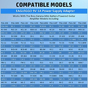 9V AC Power Supply Adapter for Boss Katana-Mini Battery Powered Guitar Amplifier Replaces Boss PSA-120S Guitar Distortion Effects Pedal DS-1 RC-1 RC-3 TU-2 PSB-1U PSB1U Charger Cable Cord (6.5 ft)