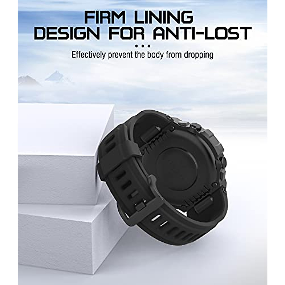 MoKo Sport Strap Compatible with Huami Amazfit T-Rex/T-Rex Pro, Soft Silicone Watch Band Adjustable Wristband Replacement Watchband with Tools, Black