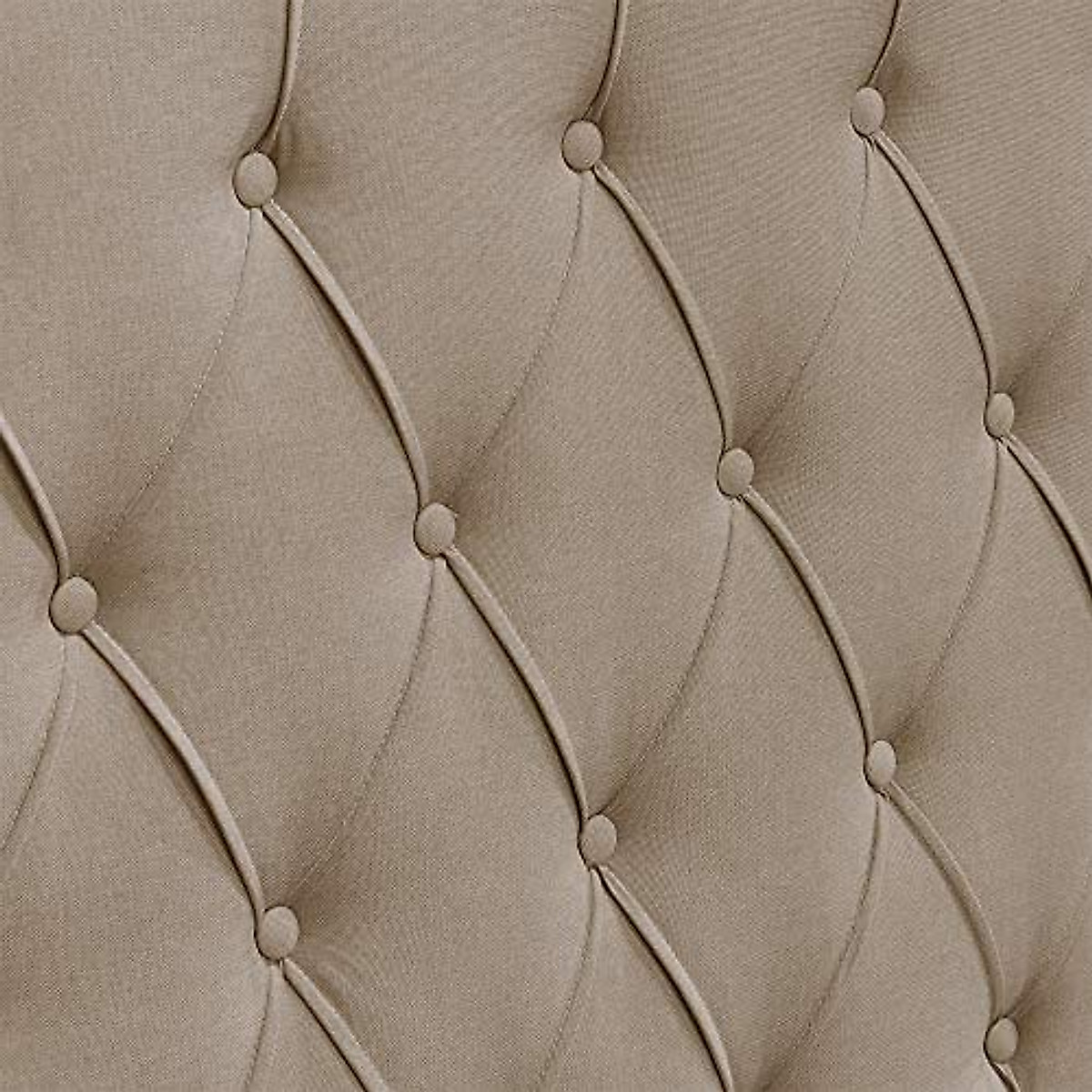 Lillian August Modern Wingback Upholstered Headboard with Diamond-Tufting, Soft Fabric Bedroom Accent Furniture, Eastern King, Beige