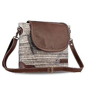 SIXTEASE Crossbody Bag for Women Vintage Style Genuine Leather, Upcycled Canvas, Rug, or Hair On - Cross Body Womens Bags with Inside Zipper Pockets - Eyesome