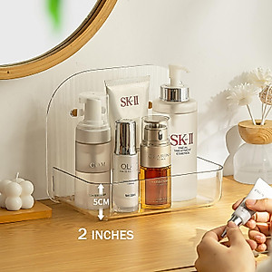 MORNITE Key Holder Stand for Table, Entryway Organizer Countertop with 5 Hooks, Tabletop Tray Rack Storage for Jewelry Rings Phone Bracelets Watches, Clear