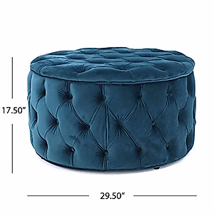Christopher Knight Home Zelfa Velvet Ottoman, Dark Teal