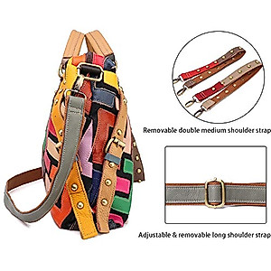 Women's Multicolor Tote Handbag Genuine Leather Design Hobo Shoulder Bag Purses (Multicoloured-C)