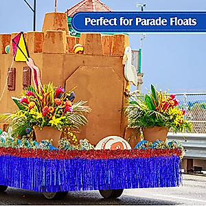 20 Pcs 4th of July Parade Float Decorations Including 8 Pcs 10 ft Metallic Foil Fringe Curtains 12 Pcs 6.5 ft Tinsel Garland for Flag Day Independence Day Party Car Decorations