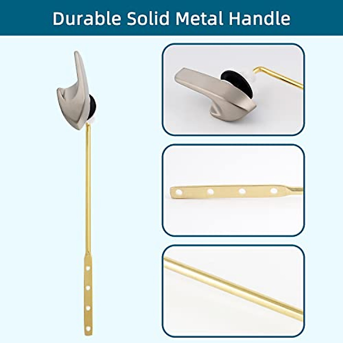 Hygie Rinse Metal Front Mount Toilet Handle Replacement Kit Compatible with Kohler Toilet Tank Parts, Toilet Flush Lever Handle with Flapper Chains, Brushed Nickel